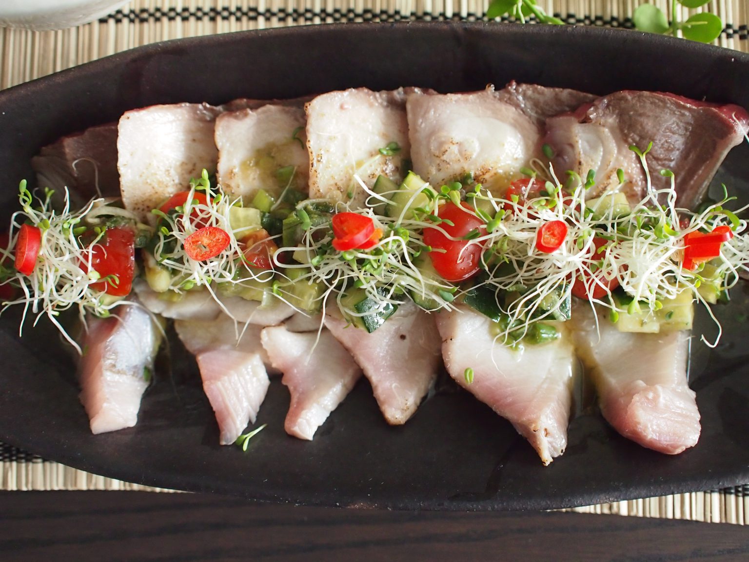 Sashimi Hamachi 2 Ways -Daikon Ponzu, Yuzu Kosho Dressing Ceviche-style ...