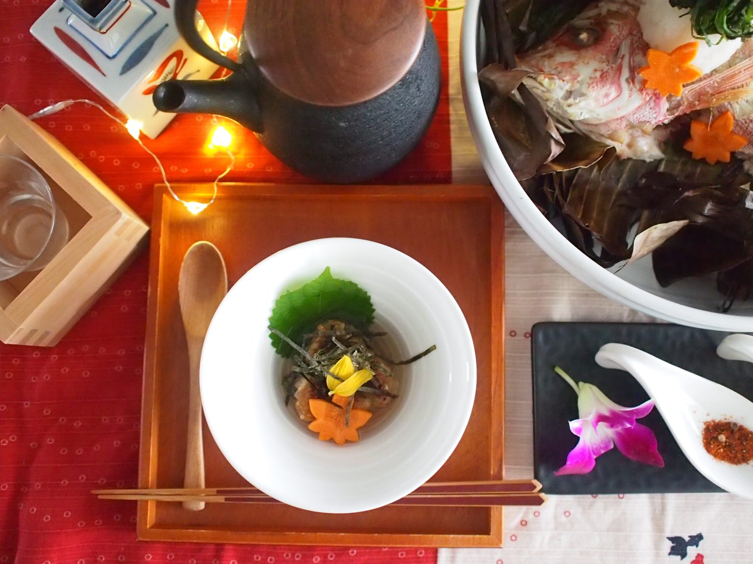 Red Snapper 2 Ways -Sake Steamed Red Snapper, Ponzu & Grilled Onigiri ...