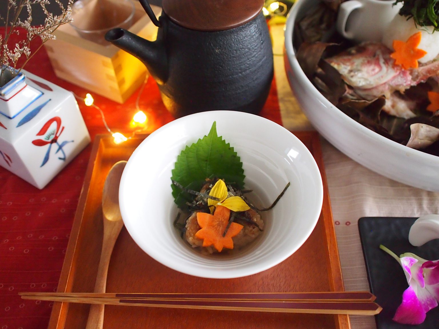 Red Snapper 2 Ways -Sake Steamed Red Snapper, Ponzu & Grilled Onigiri ...