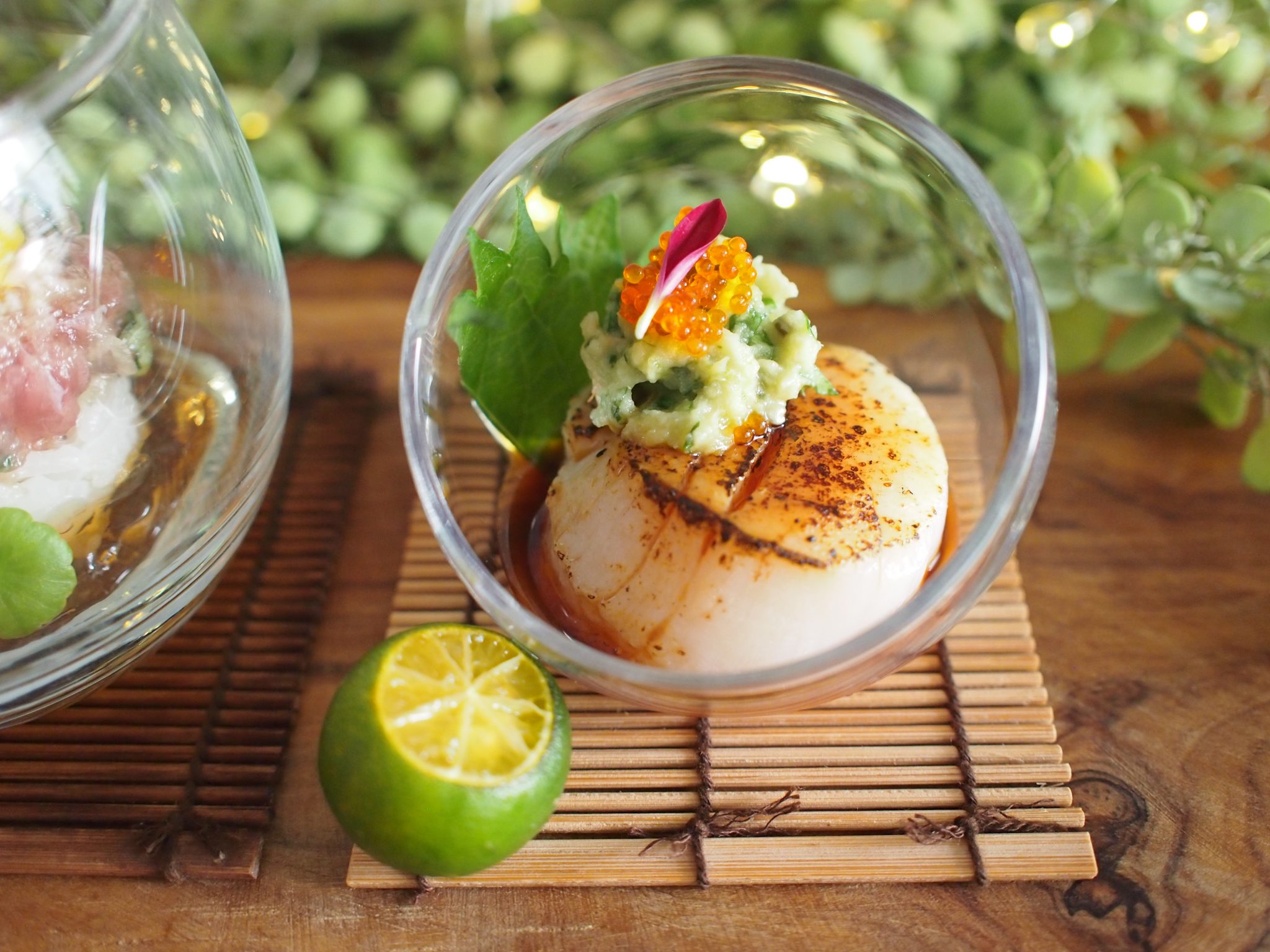 Negitoro Sushi with Quail Egg, Kombu Dashi Jelly, Lightly Charred ...